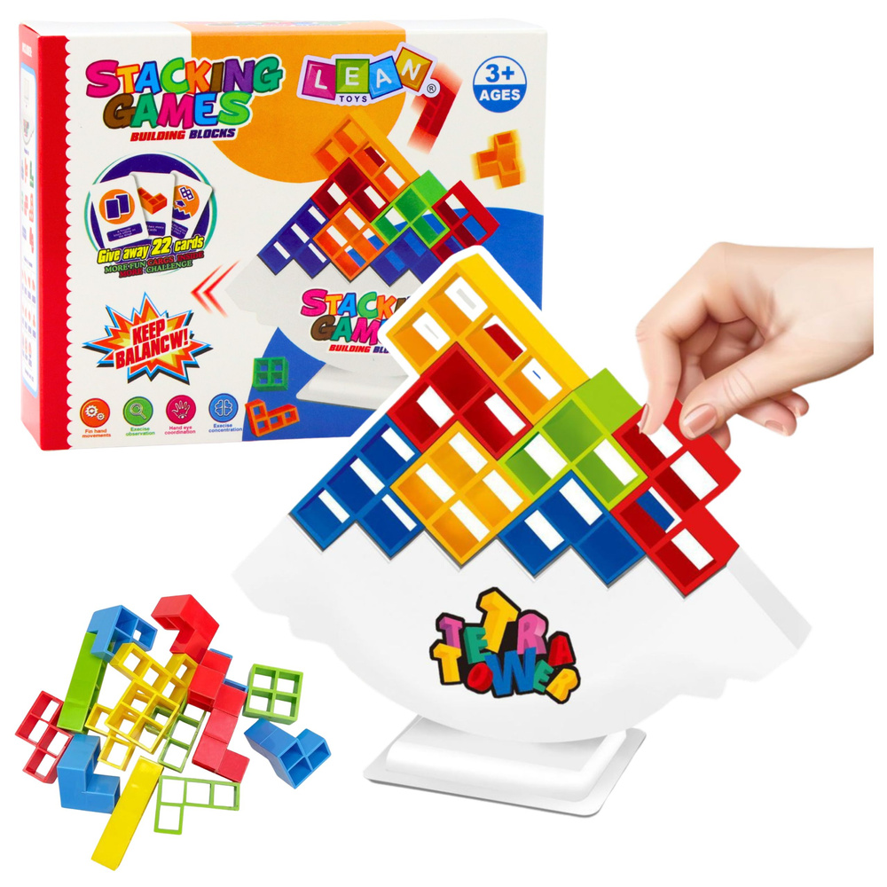 Balance Tower Skill Game Blocks 22 Cards 16 Blocks – AV SHOP