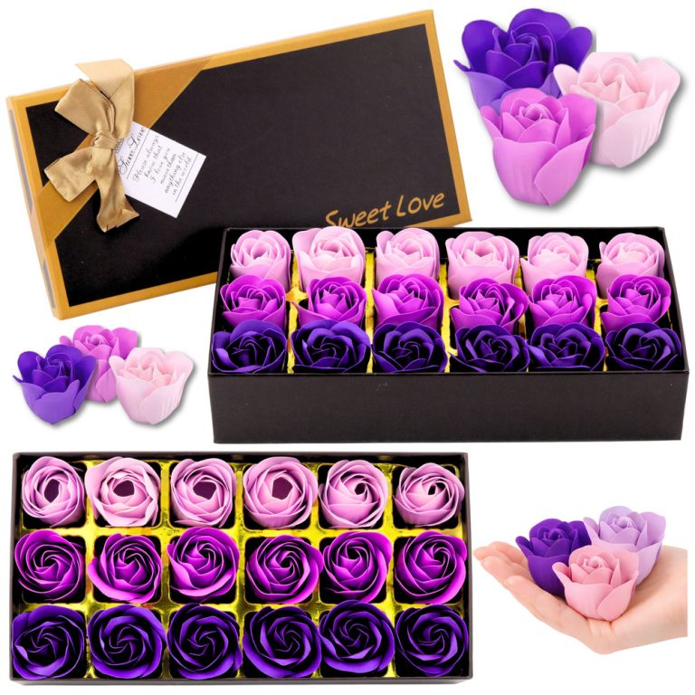 Flower Box Eternal Fragrant Roses Flowers in a Box Purple 18 pcs. – AV SHOP
