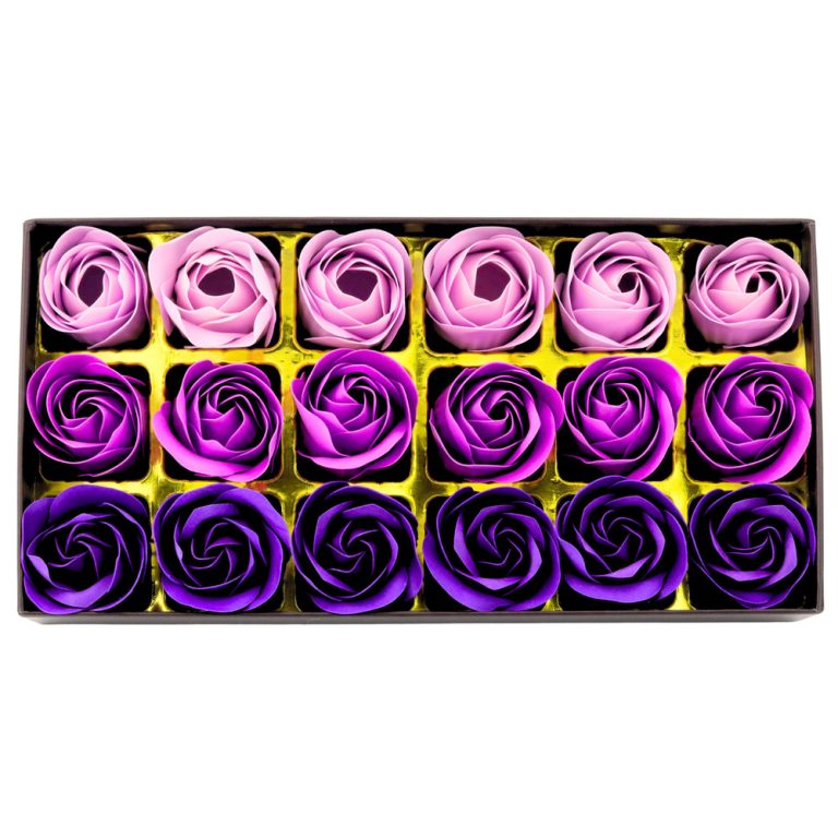 Flower Box Eternal Fragrant Roses Flowers in a Box Purple 18 pcs. – AV SHOP